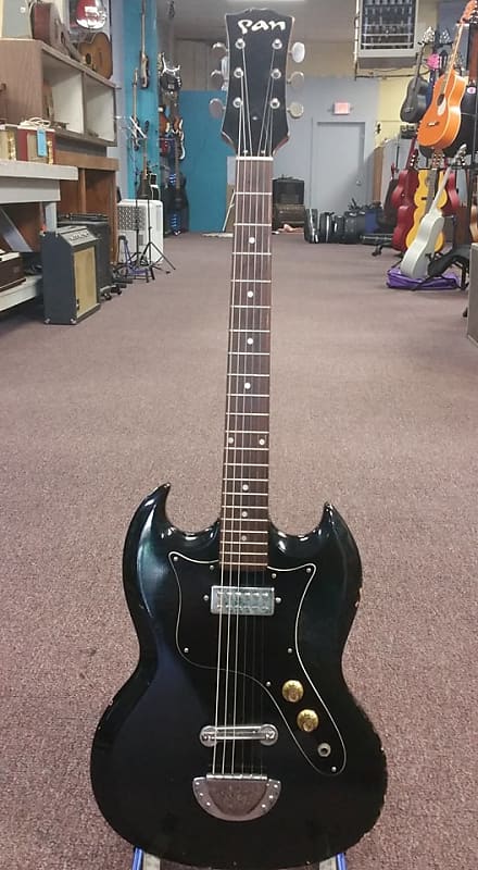 Pan SG Copy Electric guitar 1960's vintage MIJ Black w/gig | Reverb