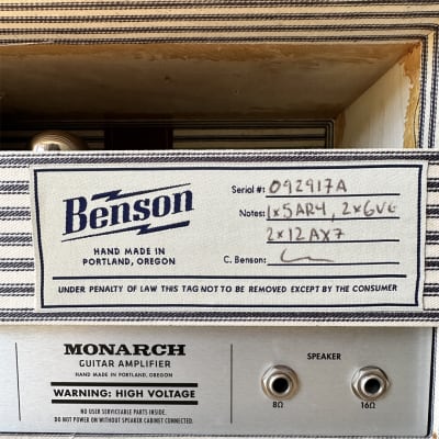 Benson Amps Monarch 15 watt head and cabinet | Reverb