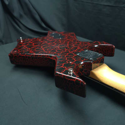 B.C. Rich Platinum Series Warlock Bass 1990 Black Red Crackle | Reverb