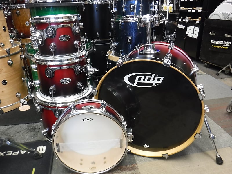 PDP FS Series 5pc Birch Kit-Red to Black Fade-Excellent! | Reverb