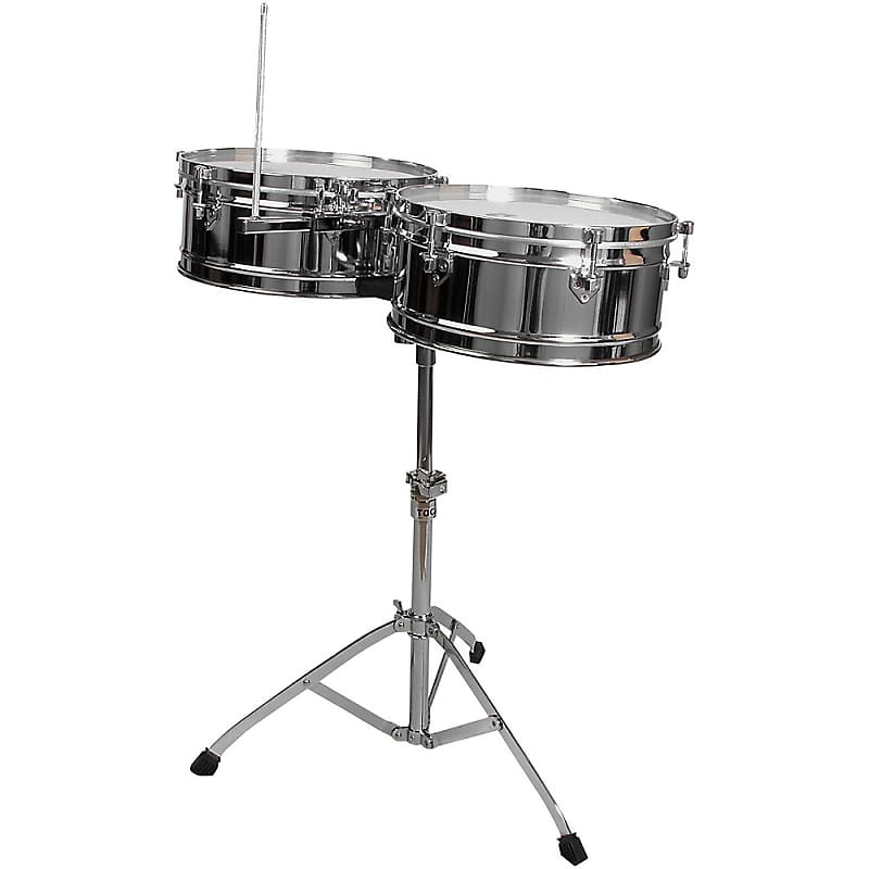 Toca Elite Series Steel Timbales 14" and 15" Chrome Drums | Reverb