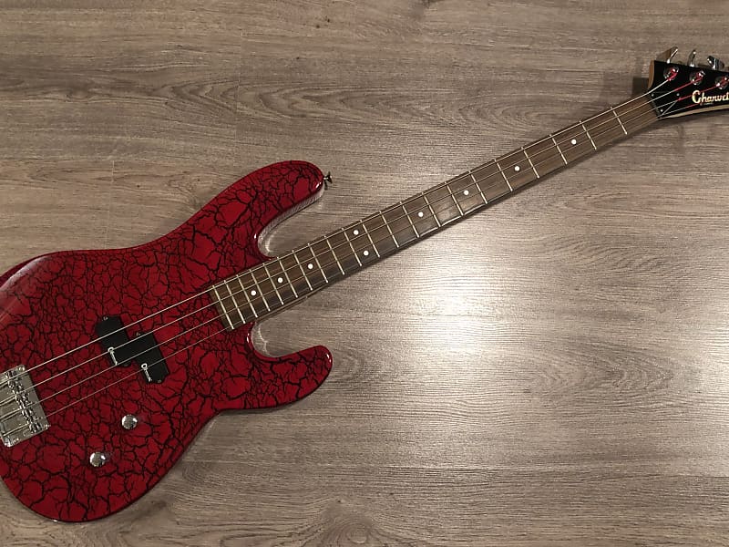 Charvette 1B Red Crackle bass Charvel | Reverb