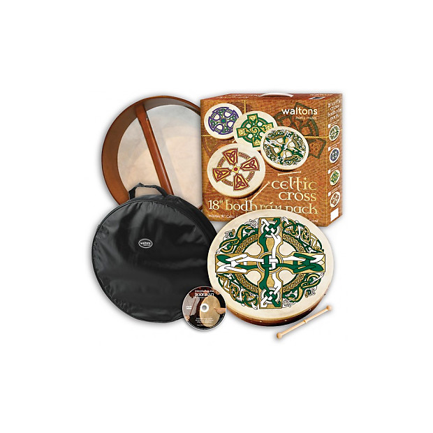 Waltons 18" Irish Celtic Bodhran Set w/ Bag, DVD & Tipper | Reverb