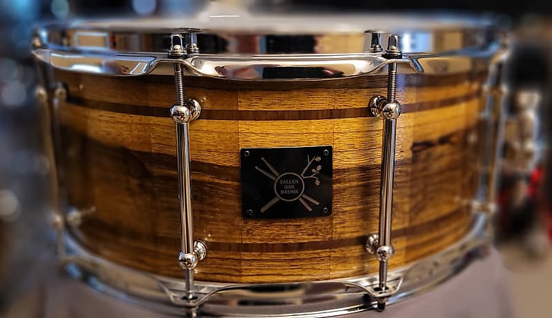 Fallen Oak Drums - Solid Black Limba with Walnut Stave Snare | Reverb
