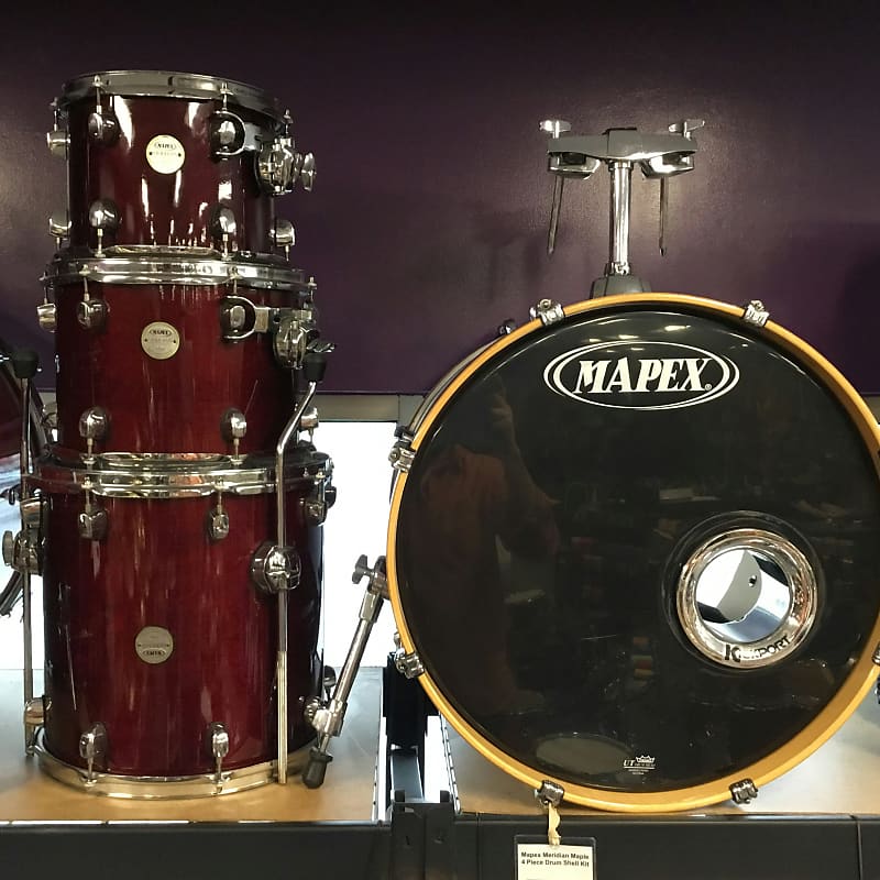 Mapex Meridian Maple 4 Piece Shells / Drum Kit - Red Lacquer | Reverb