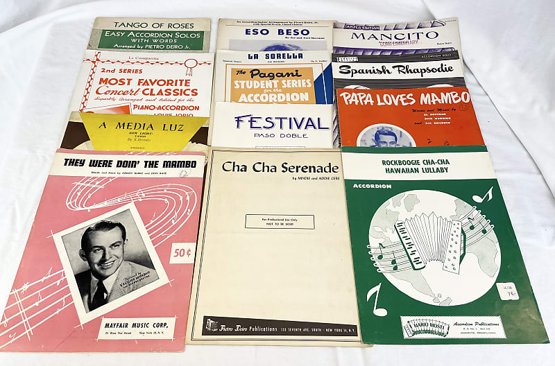 Lot of 12 Used Piano Accordion Sheets - Latin - Papa Loves | Reverb