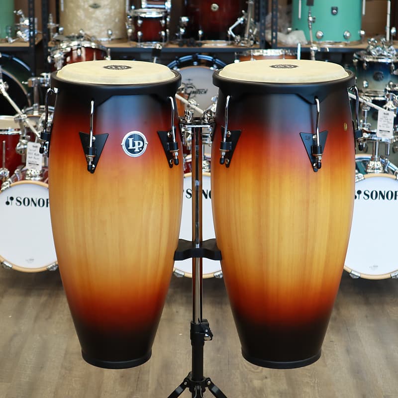 LP City Congas 10-11 Set Oak Vintage Sunburst w. Black Double | Reverb