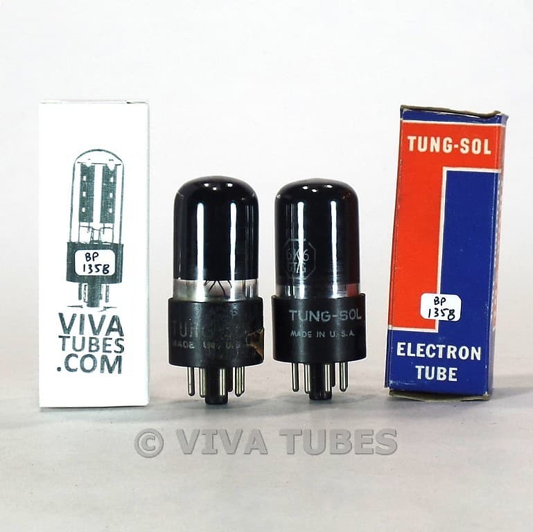 Tests NOS Matched Pair Vintage Tung-Sol USA 6K6GT Black Plate | Reverb