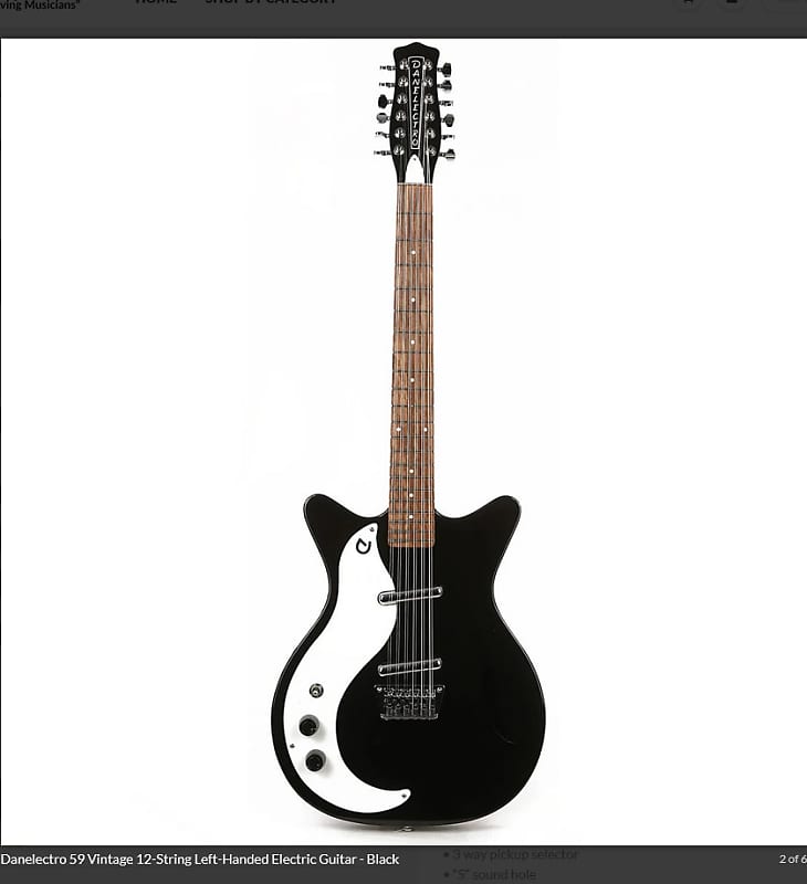 Danelectro 59 Vintage 12 String - Lefty - Black | Reverb UK