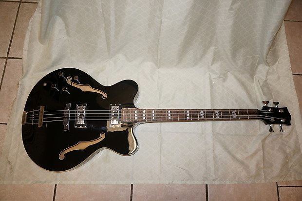 Left handed semi hollow body bass guitar, 2015 Black | Reverb