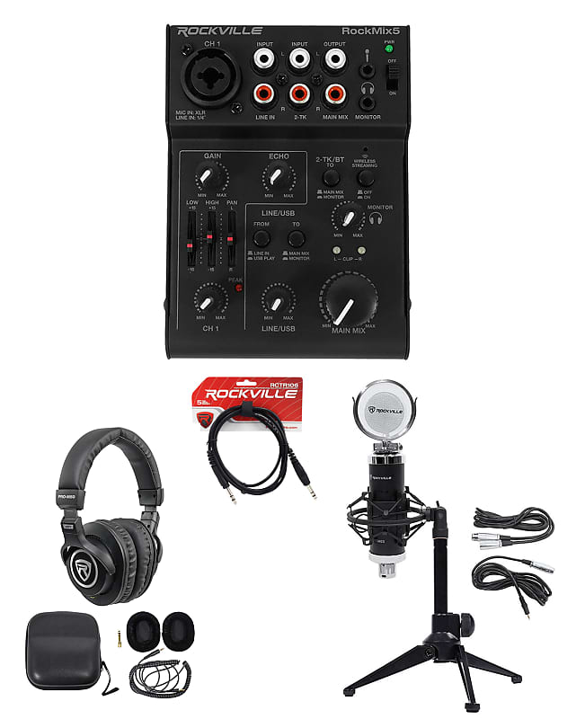 Rockville 1-Person Podcast Podcasting Recording Kit w/RCM | Reverb