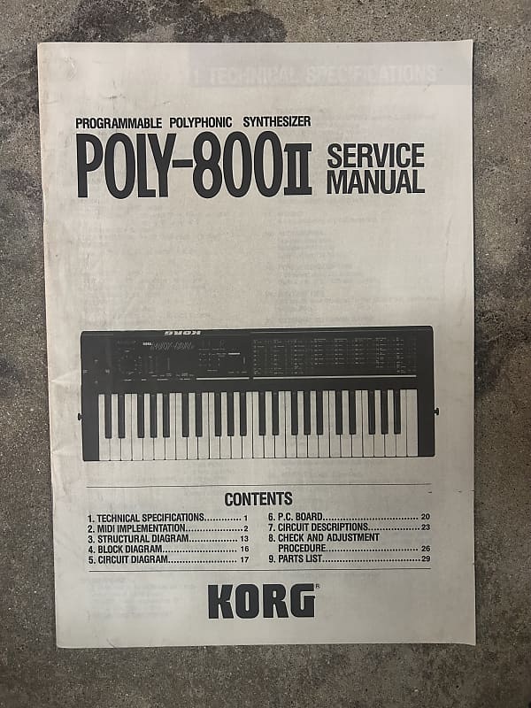 Korg Poly-800 MKII Service Manual | Reverb