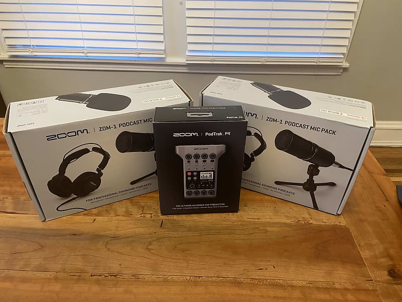 Zoom PodTrak P4 Podcast Equipment Bundle with Two Zoom ZDM-1 | Reverb