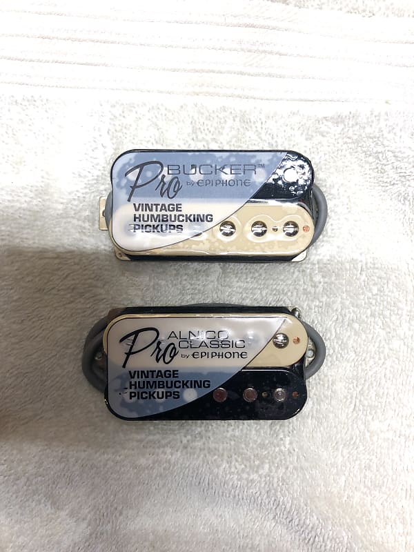 Epiphone Probucker Humbucker pickup set - zebra black cream | Reverb