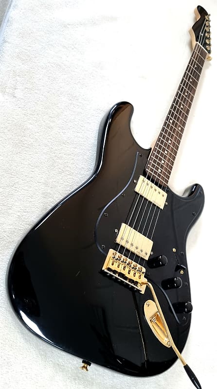 Unbranded Custom HH Stratocaster Build - Black & Gold | Reverb