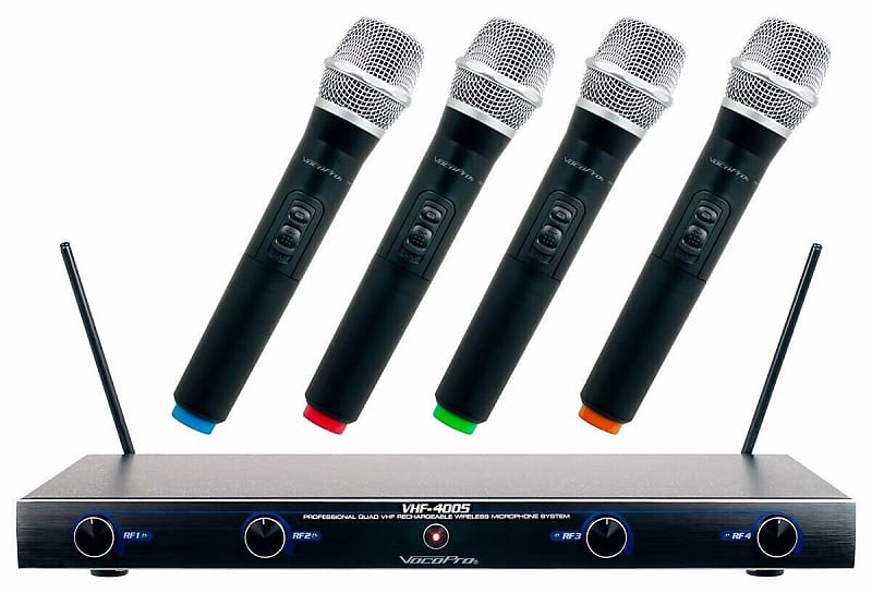 VocoPro VHF Wireless Microphone System 4 Channel Rechargeable | Reverb
