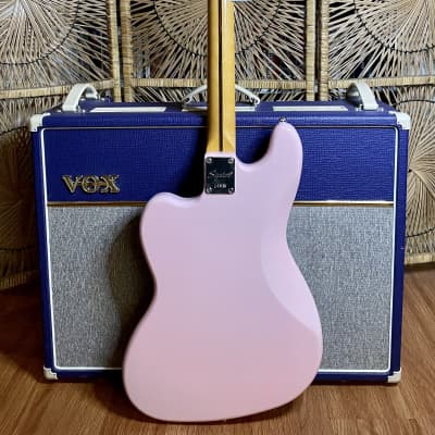 Squier Bass VI 2021 FSR Shell Pink, Matching Headstock, Short | Reverb