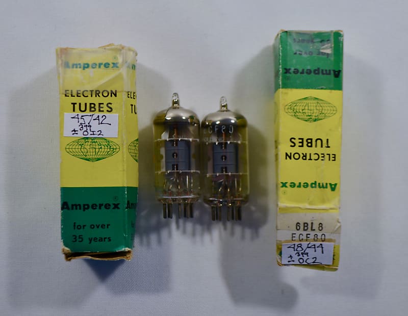 Matched Pair NOS AMPEREX ECF80 6BL8 used in McIntosh MR65B | Reverb