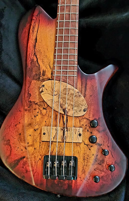 SJ Custom Guitars 4 string bass,Flame spalted | Reverb