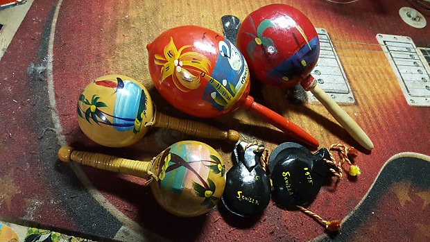 Lot Of Vintage Latin/Spanish Hand Percussion 2 Maracas Pair & | Reverb
