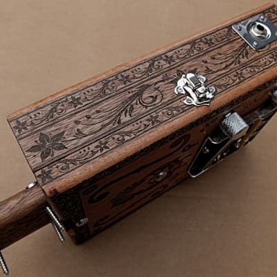 Handmade Engraved 6 String Cigar Box Guitar Opening Body fits | Reverb
