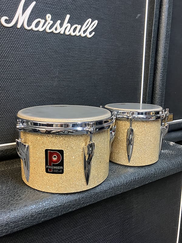 Premier Vintage Bongos 1970s - Aged Silver Sparkle | Reverb UK