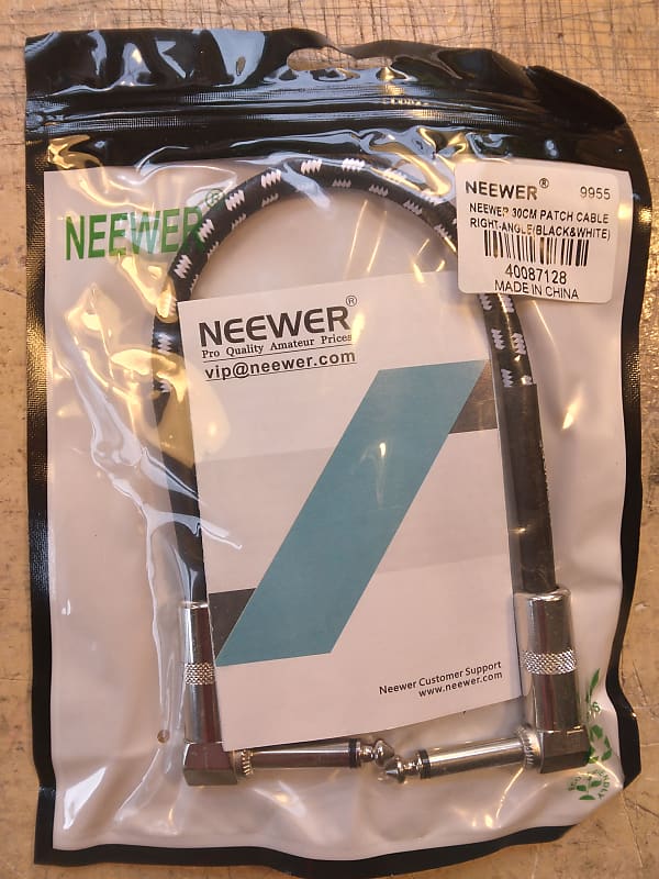Neewer 12 Inch Long Instrument Cable, Black/White Tweed | Reverb