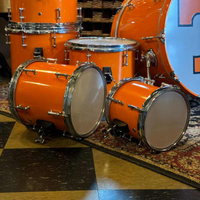 USED Custom Carbon Fiber Drum Set in "Tennessee Orange" - | Reverb
