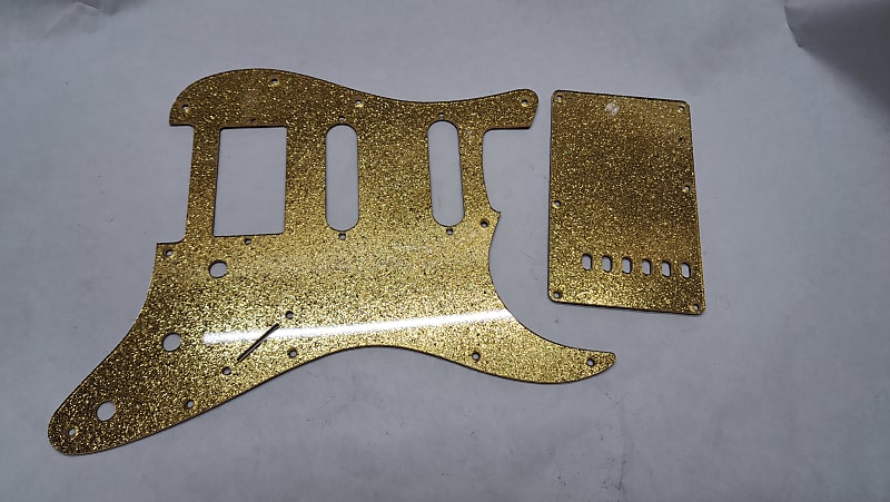 Gold Sparkle Glitter HSS pickguard + trem cover set Fits | Reverb
