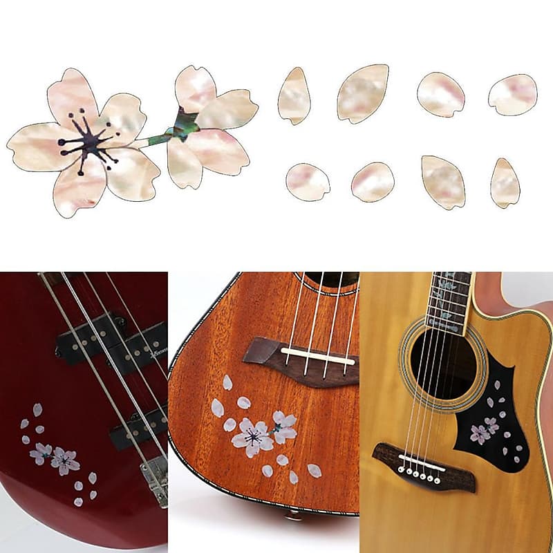White Sakura Cherry Blossoms Guitar Bass Inlay Sticker Decal | Reverb
