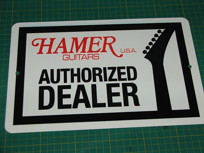 Lot of (2) HAMER Authorized Dealer & Hamer Guitars Metal wall | Reverb