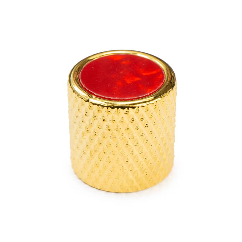 Knurled Gold Potentiometer Knobs x 2 (Various Inlays)-Red | Reverb