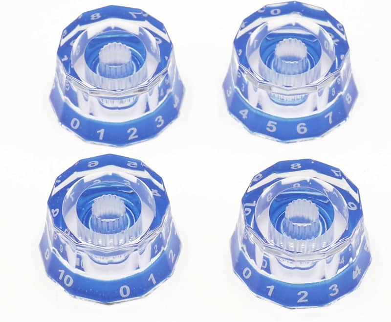4pcs Blue Lampshade Guitar Knobs | 18 Spline Coarse Split | Reverb