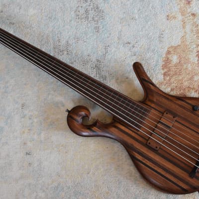 Carl Thompson 6 string fretless fancy rainbow scroll bass | Reverb