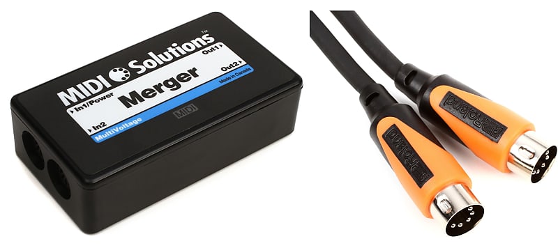 MIDI Solutions MultiVoltage Merger 2-in 2-out MIDI Merge Box | Reverb