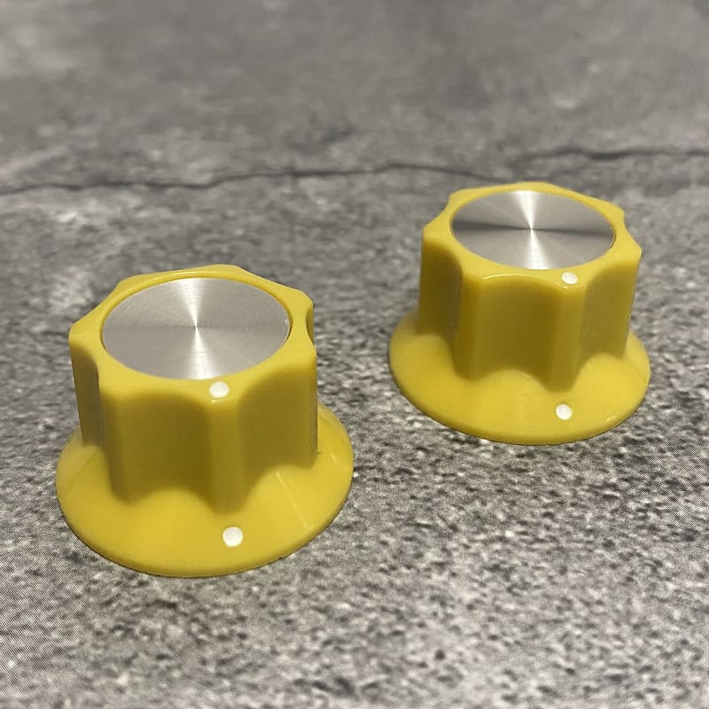 2x Yellow Large Univox Moog Synth Knobs Guitar Amp Pedal | Reverb