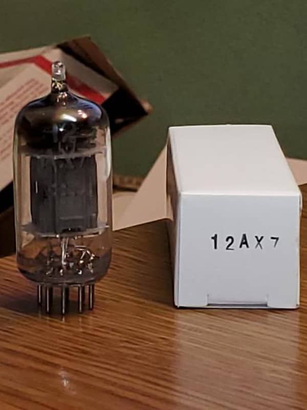 12AX7 GE long plate 3 mica vintage vacuum tube (white box) | Reverb