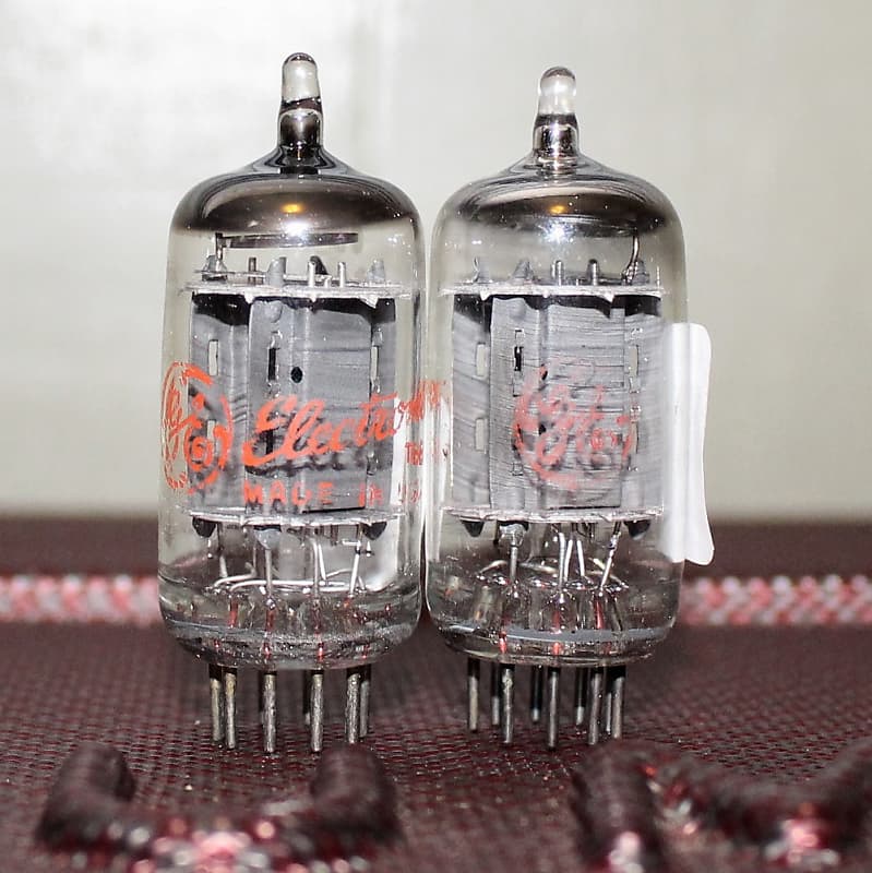 GE 12AX7 ECC83 TIGHT MATCH PAIR LONG PLATE HALO GETTER TEST | Reverb