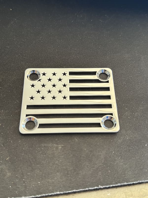 American Flag Bolt-on Neck Plate in Chrome | Reverb
