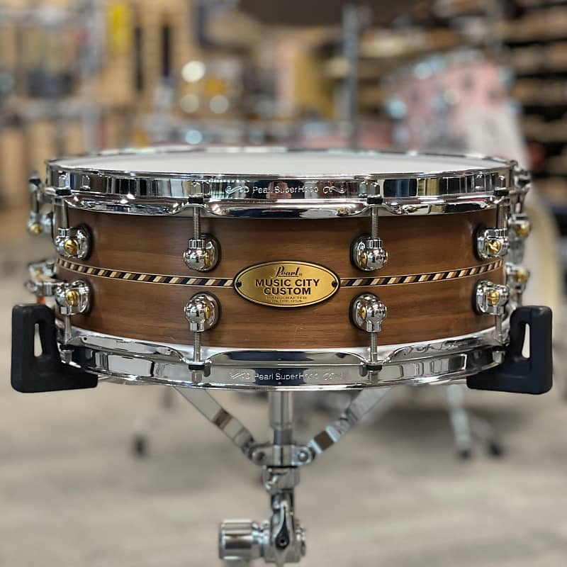 PEARL 14X5 MUSIC CITY CUSTOM SOLID SHELL WALNUT SNARE DRUM W/ | Reverb