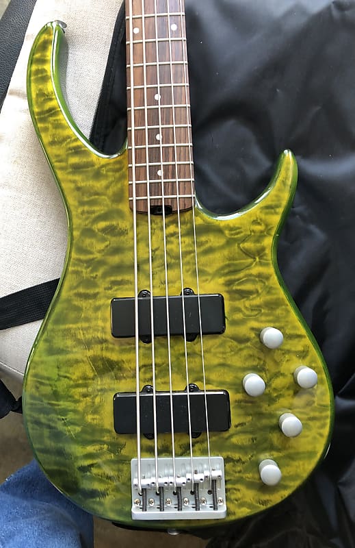 Peavey V-5 String Bass Guitar Transparent Gold and Green | Reverb