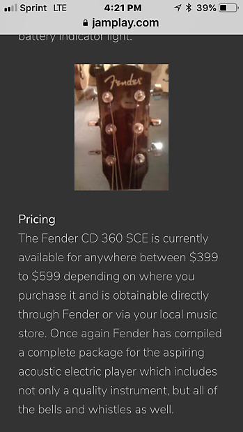 Fender CD-360SCE 2009 The Fender CD 360 SCE has a solid | Reverb