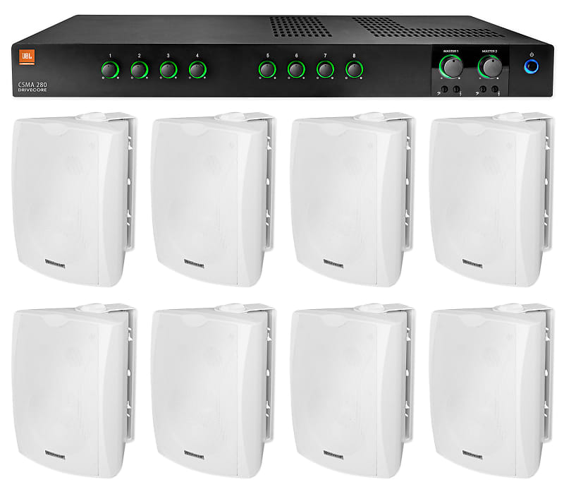 JBL CSMA280 Commercial/Restaurant 70v Amplifier+(8) White | Reverb