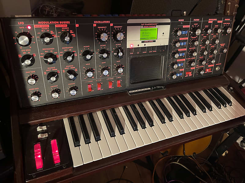 Moog minimoog Voyager - Mahogany / Fire Red | Reverb UK