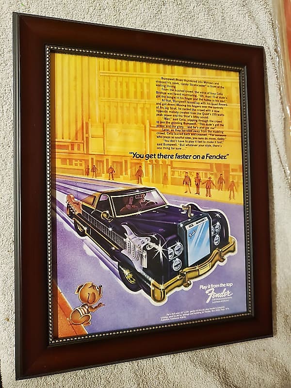 1975 Color Fender Guitars Promotional Ad Framed Stratocaster | Reverb