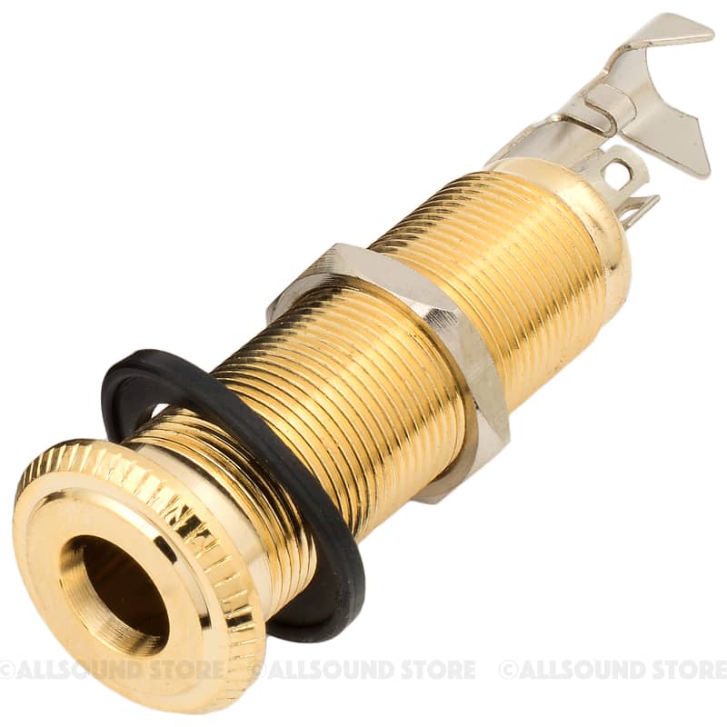 GOLD Mono/Stereo TRS Long Threaded Barrel Jack for | Reverb