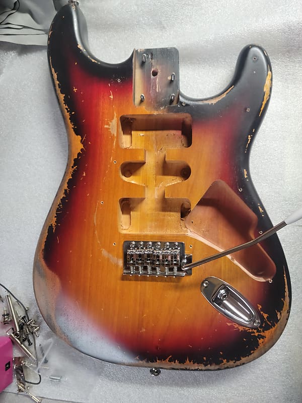 Mahogany Strat style Relic Body with trem - Sunburst | Reverb