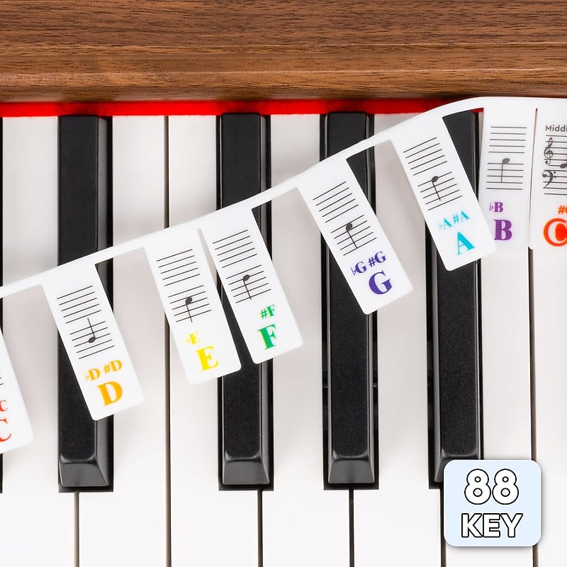 Piano Keyboard Stickers for 88-Key, Bold Large Letter Piano | Reverb