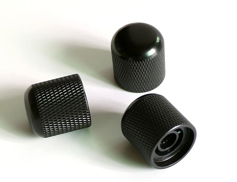 Dome Guitar Knob Metal Tele or Bass – Gloss Black set of 3 by | Reverb