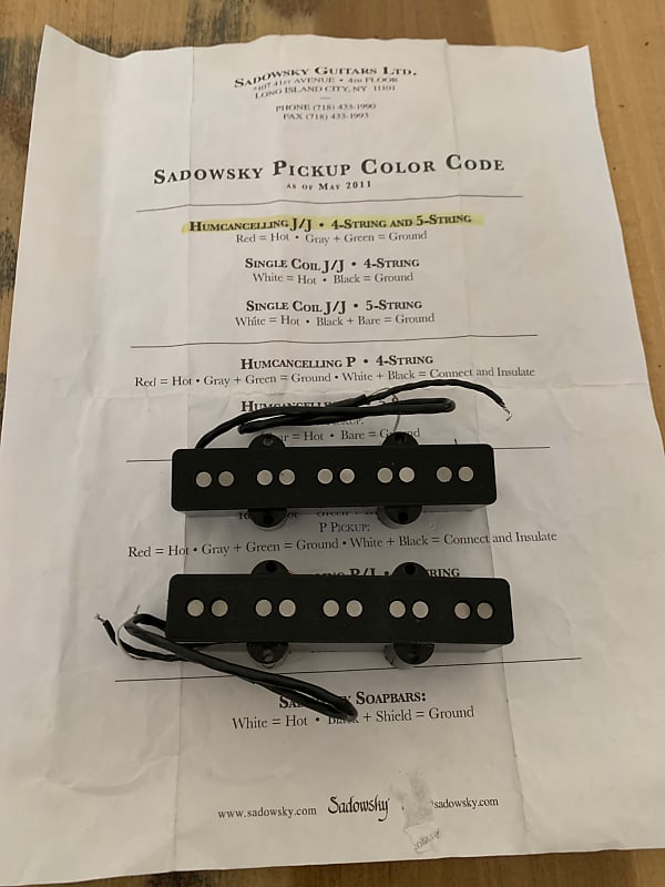 Sadowsky Humcancelling 5 Strings JJ Pickups Set | Reverb